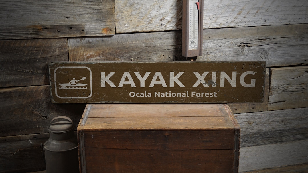 Kayak Xing Sign, Wooden Kayak Cross Sign, Kayaking Lake Sign, Kayak and ...