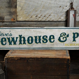 Brewhouse & Pub Wood Sign, Personalized Bar Owner Name Sign, Custom Bar ...