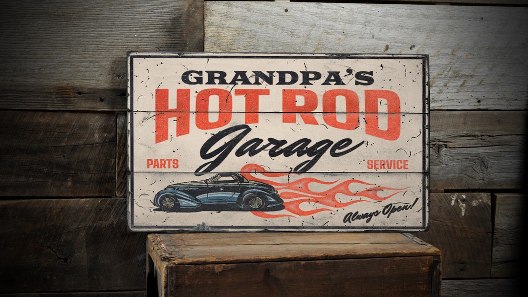 Custom Hot Rod Sign, Garage Service Sign, Garage Welcome Sign, Hot Rod ...