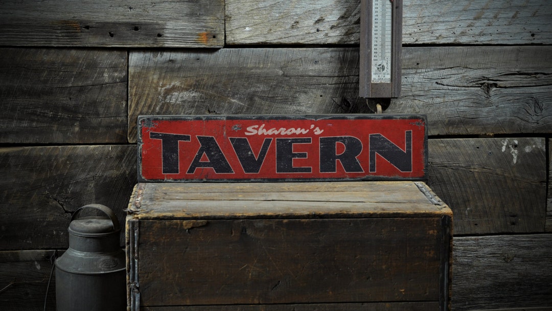 Custom Personalized Tavern Pub Sign, - Rustic Hand Made Vintage Wooden ...