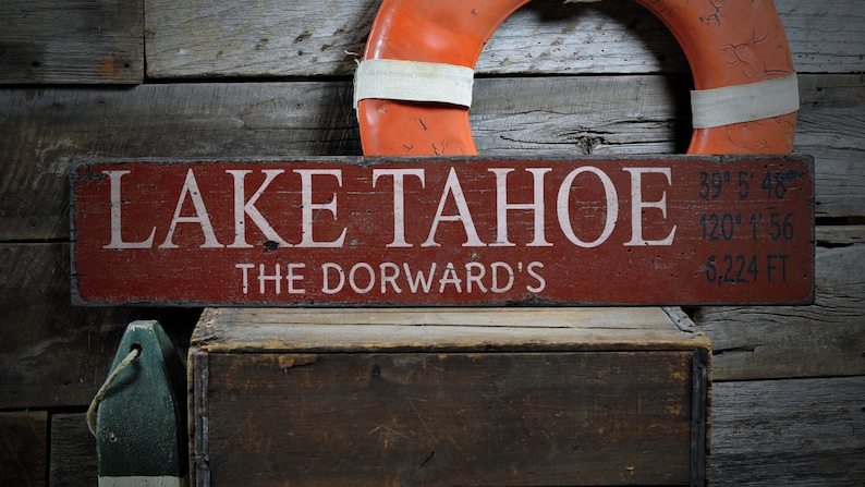 Custom Lake Sign Lake Tahoe Sign Wooden Tahoe Sign Wood | Etsy