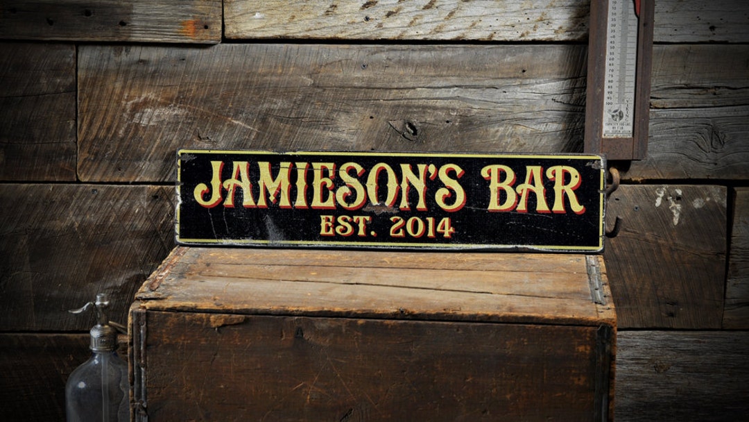 Custom Bar Est Date Sign - Rustic Hand Made Distressed Wood - Etsy