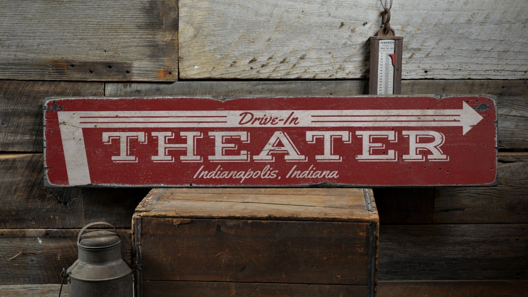 Movie Drive-in Theater Wood Sign, Custom City State Location Sign ...