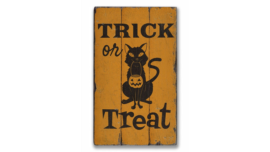 Trick or Treat Sign Scary Trick or Treat Sign Wood Scary | Etsy