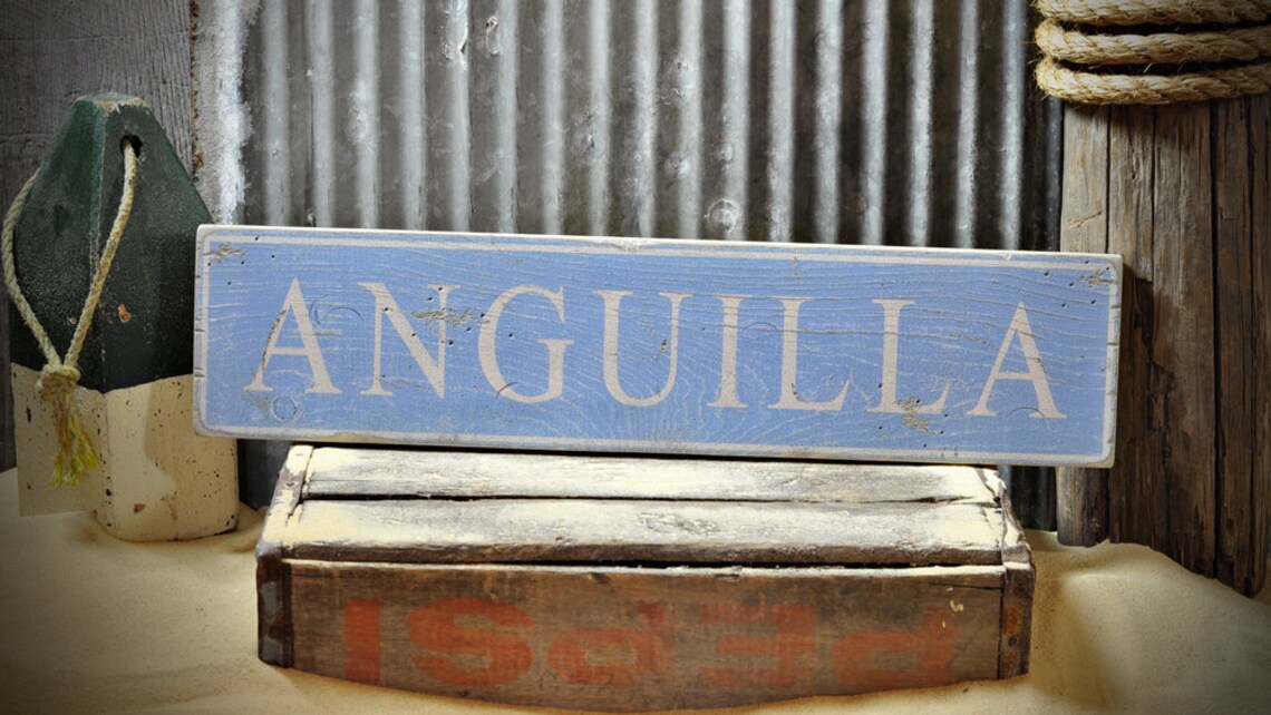 Custom Beach Destination Anguilla Sign Rustic Hand Made | Etsy
