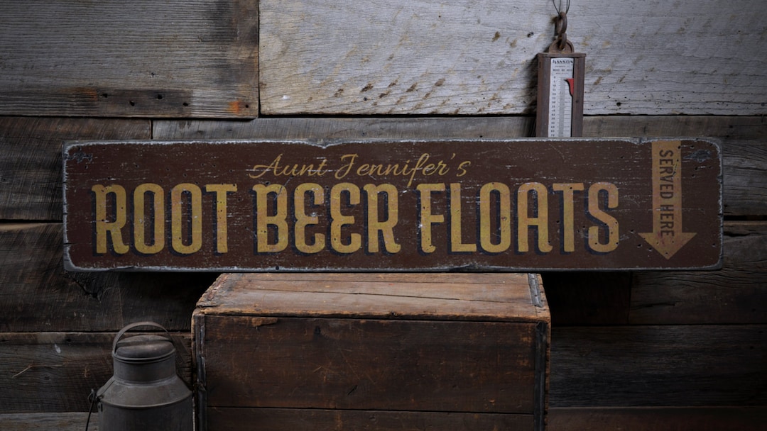Root Beer Floats Served Here Arrow Wood Sign, Custom Dessert Lover Gift ...