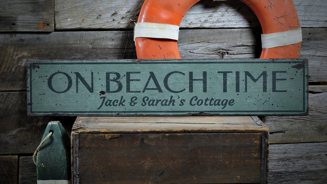 Beach Time Sign, on Beach Time Decor, Custom Cottage Sign, Wood Beach ...