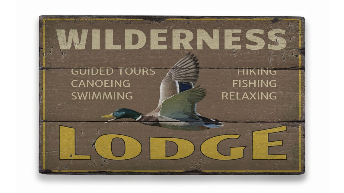 Wilderness Lodge Sign, Wild Lodge, Wooden Lodge Decor , Wildlife Decor ...