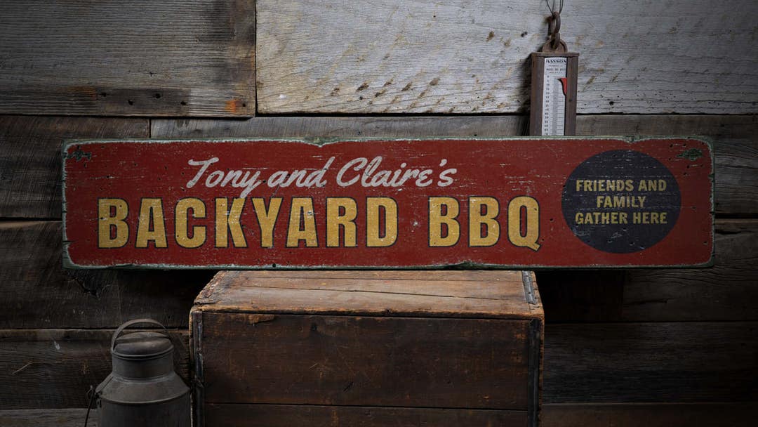 Backyard BBQ Sign, Custom Barbecue Sign, Grill Master Gift for BBQ ...