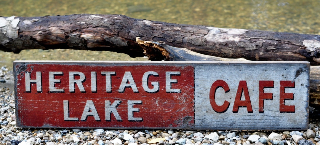 Personalized Cafe Lake House Sign - Rustic Hand Made Vintage Wooden ...