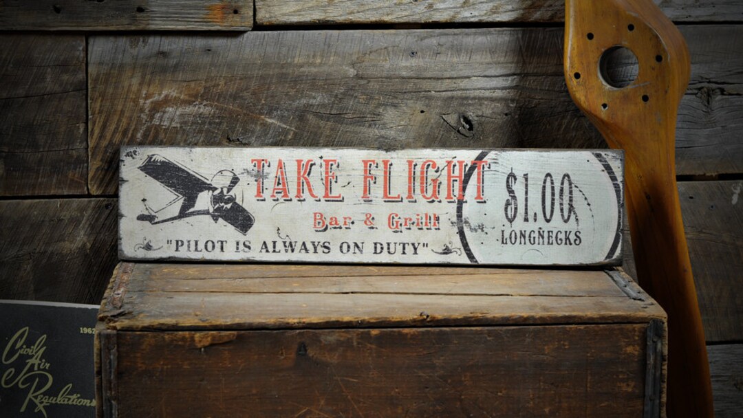Custom Aviation Take Flight Beer Sign, Aviation Wooden Signs - Rustic ...