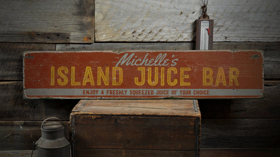 Island Juice Bar Wood Sign, Fresh Squeezed Juice Home Beach Bar Decor ...