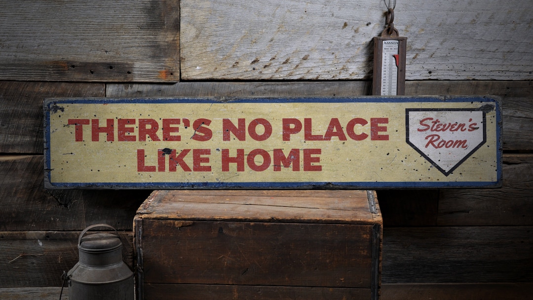 No Place Like Home Sign, Baseball Man Cave Sign, Rustic Baseball Sign ...