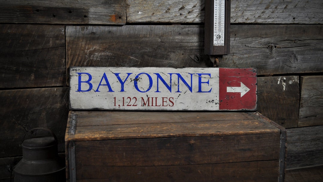 Custom Location & Miles Arrow Sign - Rustic Hand Made Vintage Wooden ...