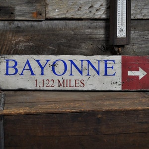 Custom Location & Miles Arrow Sign - Rustic Hand Made Vintage Wooden ...
