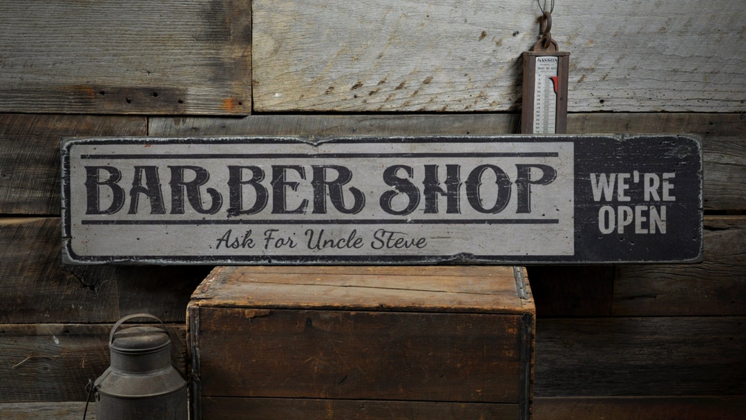 Barber Shop Wood Sign, Custom We're Open Decor, Salon Haircutter ...