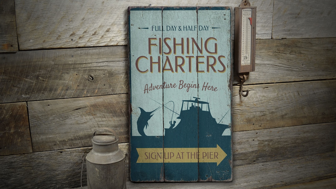 Fishing Charters Sign, Fisherman Signs, Wooden Fish Sign, Charter Gift ...