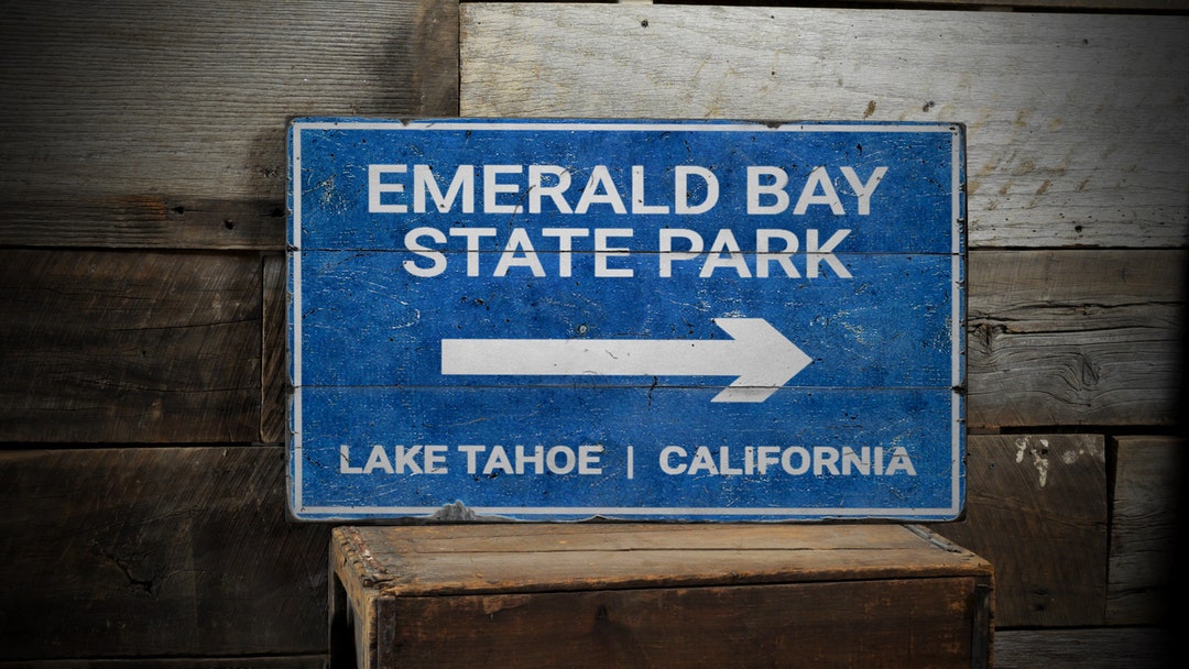 Emerald Bay State Park Sign, Directional Arrow Sign, Lake Tahoe Decor ...