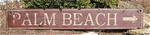 Palm Beach Directional Wood Sign - Rustic Hand Made Vintage Wooden Sign ...