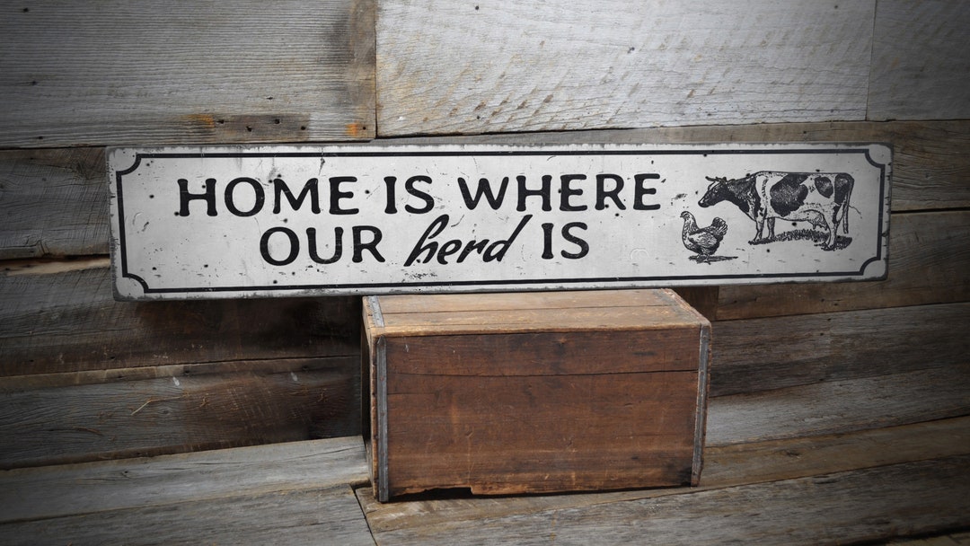 Home is Where Our Herd is Sign, Farmhouse Style, Farm Home Decor ...