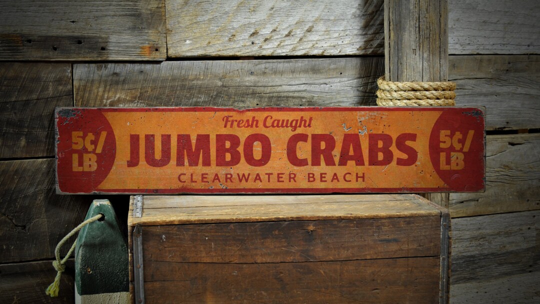 Jumbo Crabs Wood Sign, Personalized Beach Location Sign, Seafood Lover ...