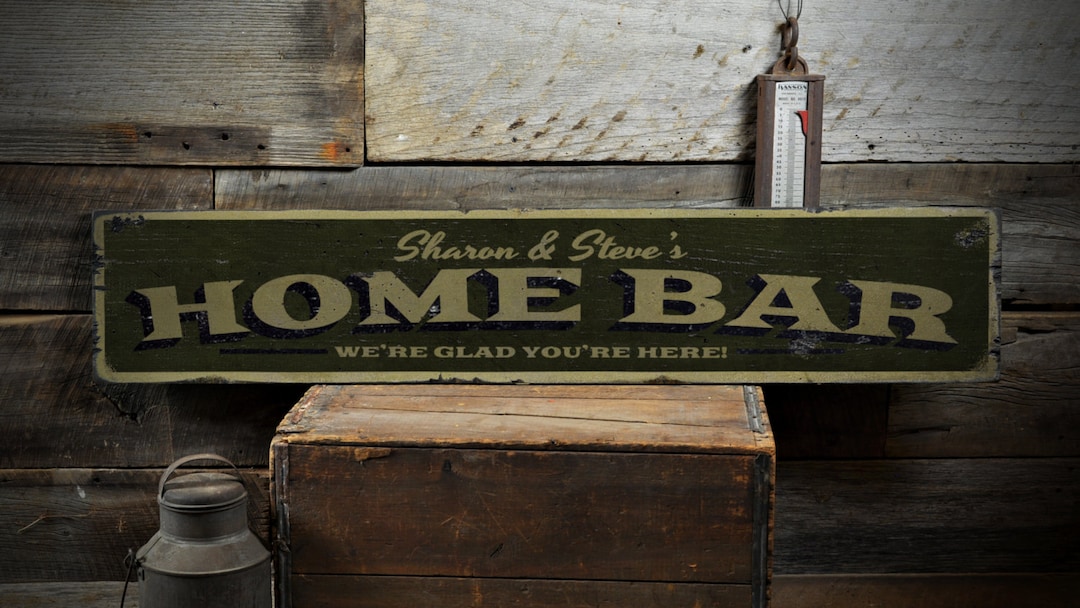 Home Bar Wood Sign, Personalized Bar Owner Name Family Bar Decor ...