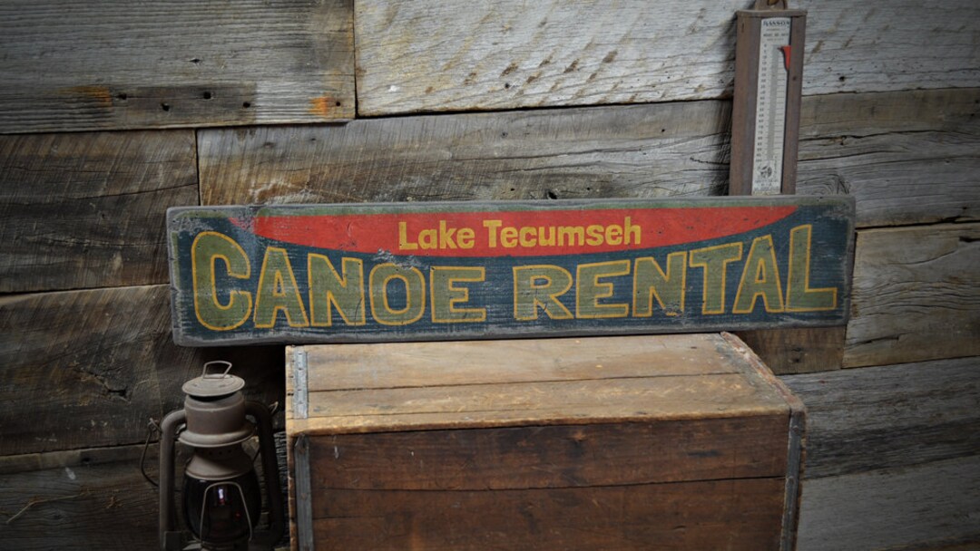 Custom Lake House Canoe Rental Sign - Rustic Hand Made Vintage Wooden ...