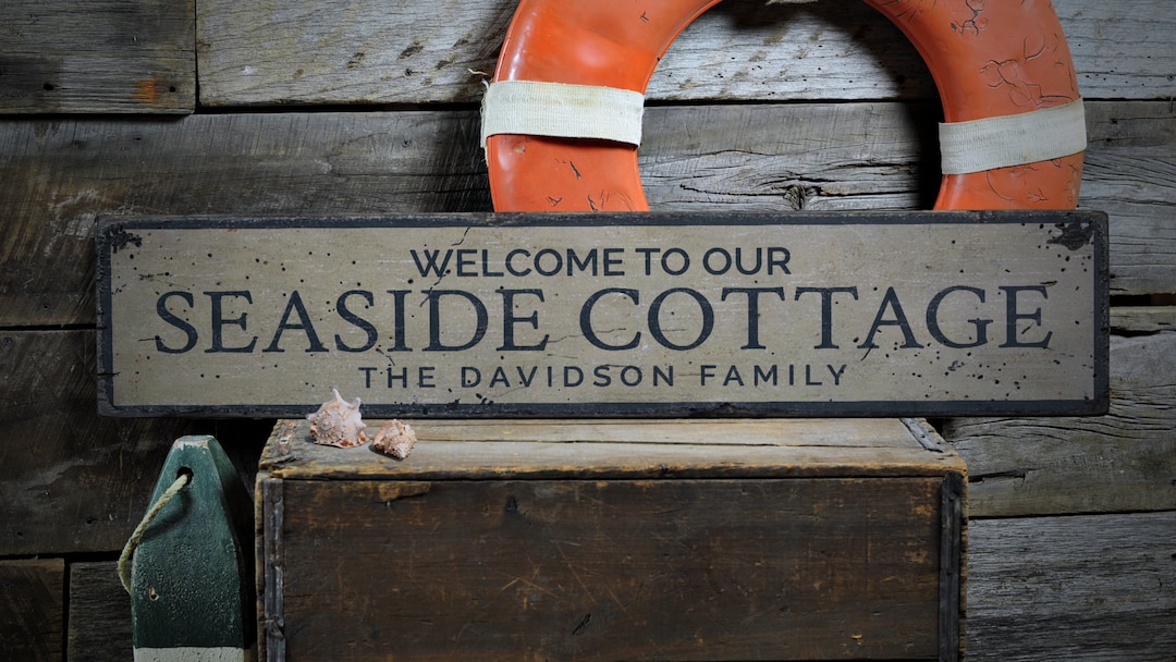 Seaside Cottage Decor, Custom Beach Cottage Sign, Wood Seaside Cottage ...