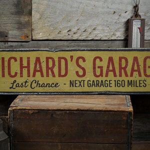 Last Chance Garage Wood Sign, Personalized Mechanic Shop Owner Name ...