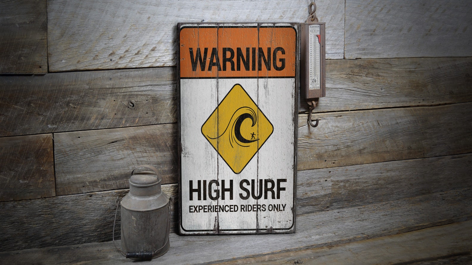 High Surf Warning Sign, Wave Riders Sign, Beach Advisory Alert Sign ...