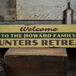 Hunting Retreat Wood Sign, Personalized Family Name Welcome Lodge Gift ...
