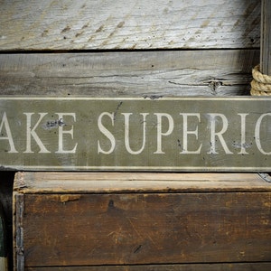 Custom Distressed Lake Superior Sign Rustic Hand Made Vintage Wooden ...