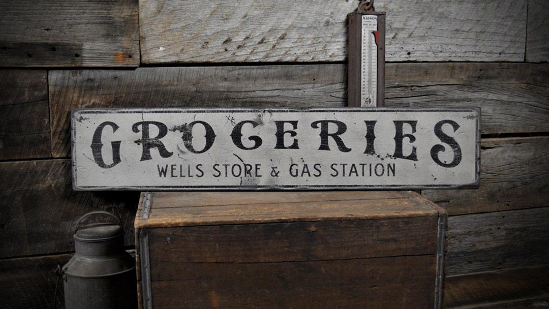 Customizable Rustic Gas Station Sign, Vintage Style Wooden Decor - Etsy