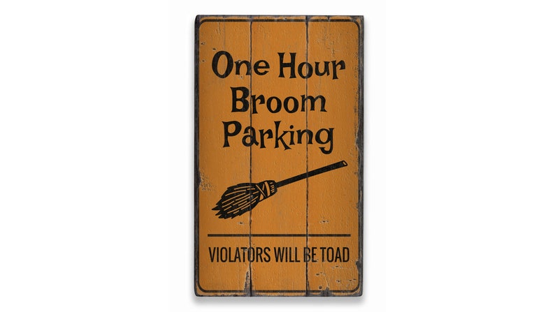 Broom Parking Sign Broom Drivers Witch Lover Decor Wood - Etsy