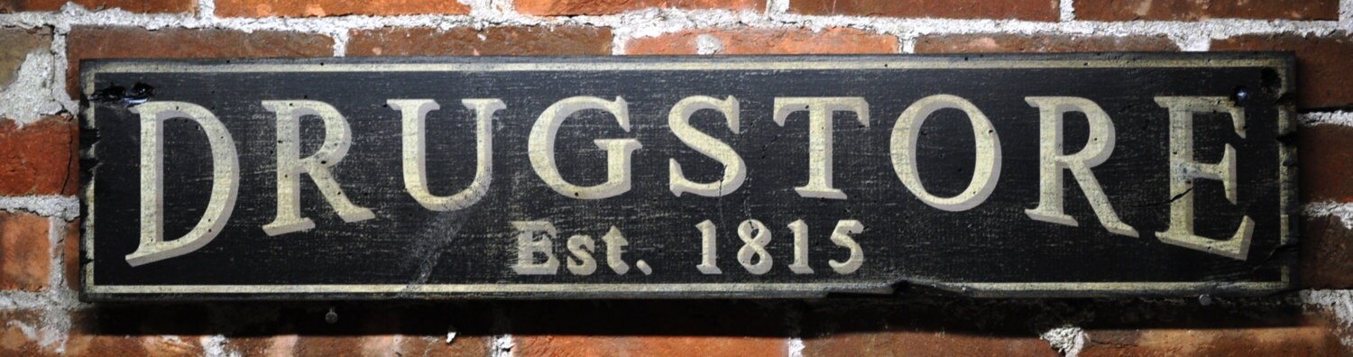 Drugstore Sign Drugs Sign Old Fashion Drug Store Sign | Etsy