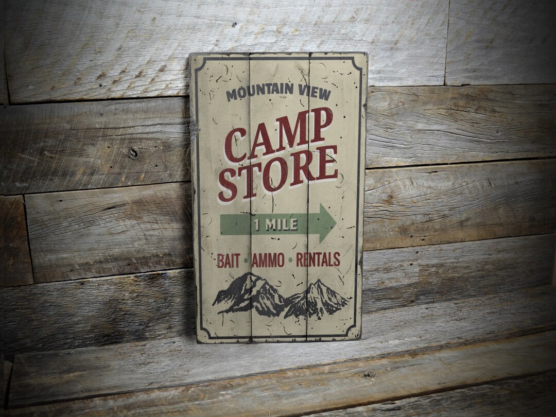 Camp Store Sign, Directional Arrow Sign, Bait Ammo Rentals, Rustic Look ...