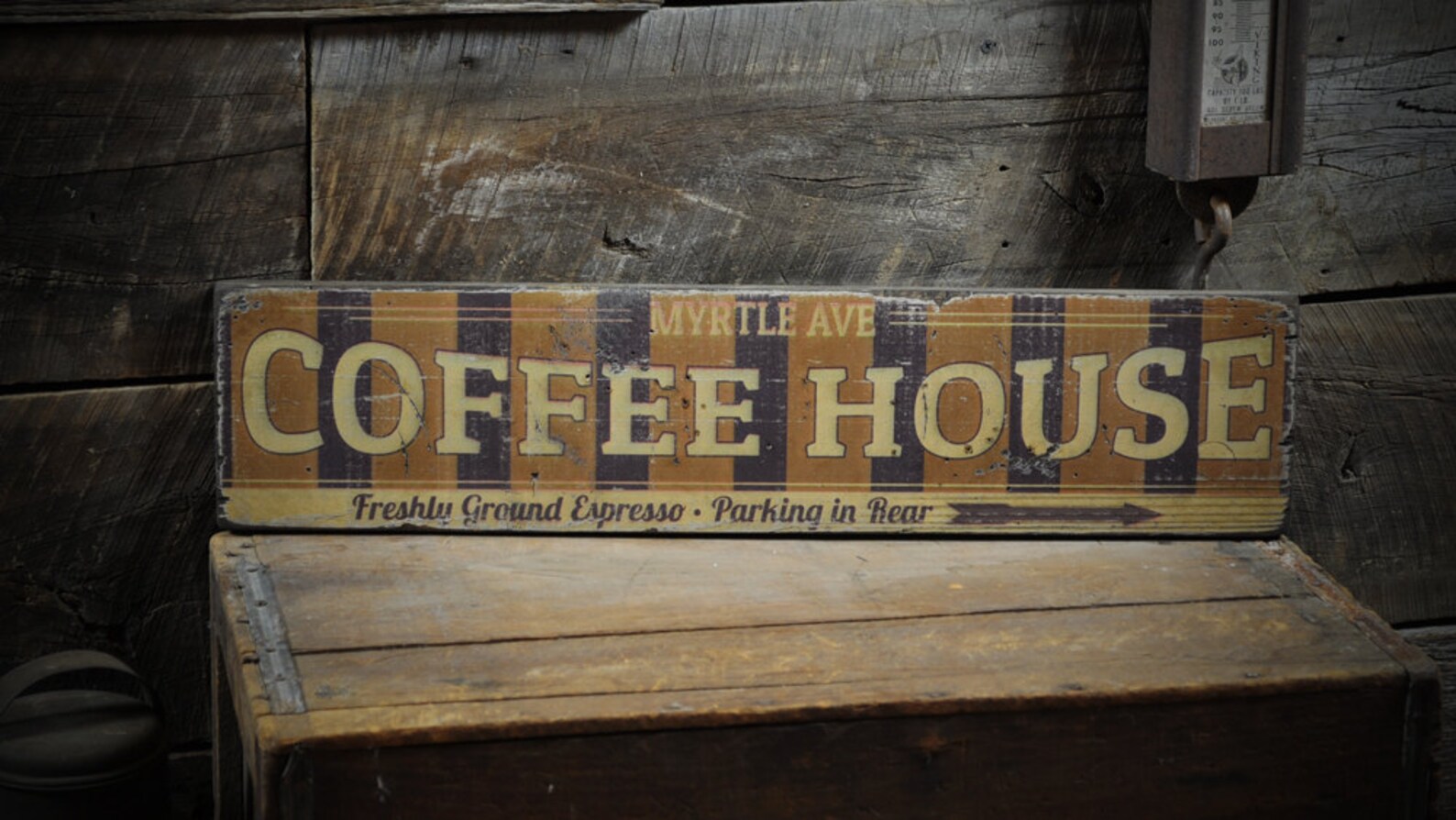 Personalized Coffeehouse W/ Arrow Sign - Rustic Hand Made Vintage ...