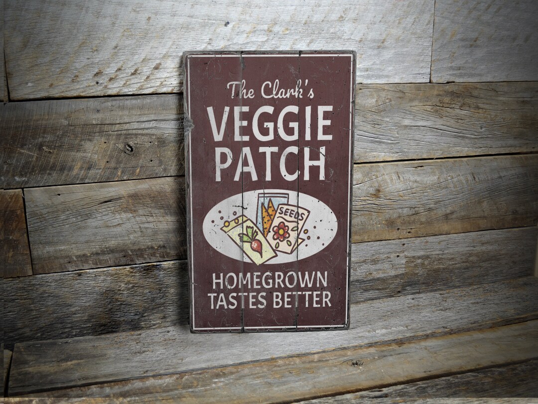 Veggie Patch Sign, Custom Family Name, Kitchen Garden Sign, Vegetable ...