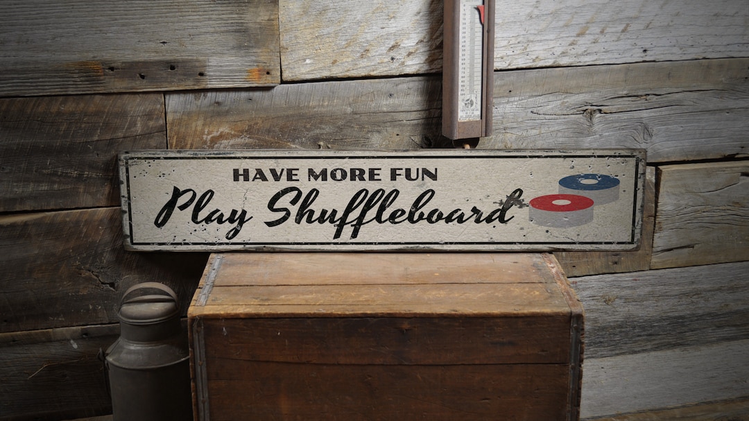 Shuffleboard Sign, Wood Shuffleboard Sign, Family Game Sign, Game Room ...
