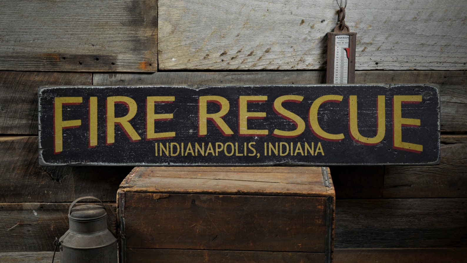 Fire Rescue Wood Sign, Personalized Firehouse Location City State Name ...