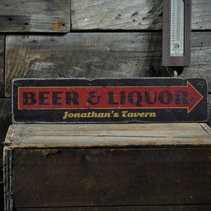 Custom Beer & Liquor Tavern Arrow Sign, Custom Tavern Signs, Signs for ...