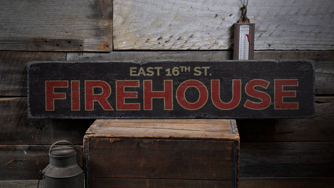 Firehouse Decor, Wood Firehouse Sign, Custom Fireman Gift, Fire Station ...