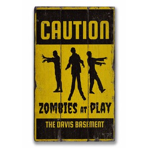 Zombies at Play Sign, Zombies Playing Sign, Old Zombie Sign, Antique ...