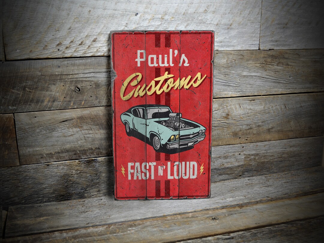 Car Customs Sign, Custom Name Sign, Car Workshop Decor, Garage Wall ...