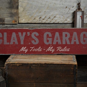 My Tools My Rules Garage Wood Sign, Personalized Mechanic Name Decor ...