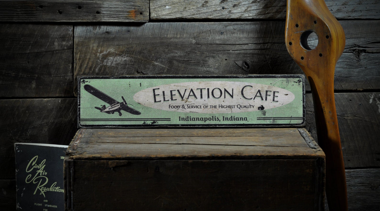 Custom Pilot Aviator Aviation Elevation Cafe Sign Rustic | Etsy