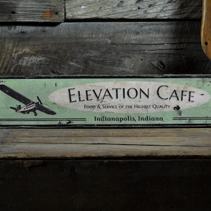 Custom Pilot Aviator Aviation Elevation Cafe Sign - Rustic Hand Made ...