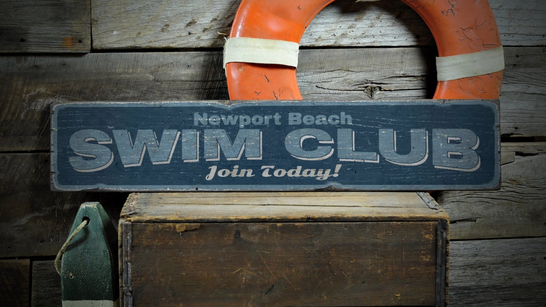 Swim Club Wood Sign, Personalized Beach Location Name Sign, Distressed ...