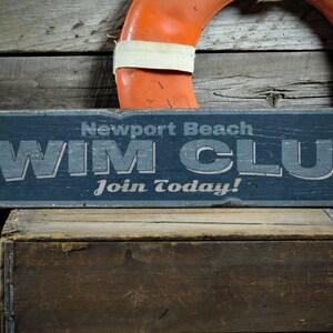 Swim Club Wood Sign, Personalized Beach Location Name Sign, Distressed ...