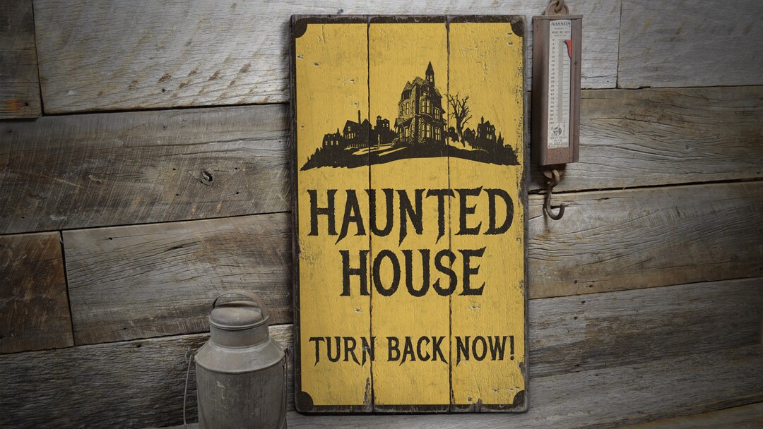 Haunted House Sign, Haunted House Here Sign, Wood Scary Sign, Wood ...